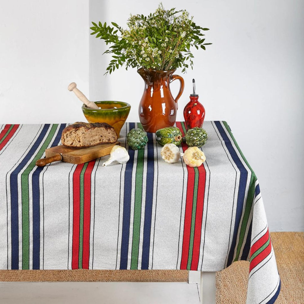 Mantel Tradicional Canario Rayas Verde y Azul – REAL FABRICA